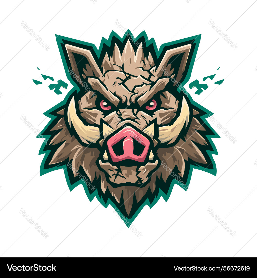 Fierce boar digital esports logo design concept Vector Image