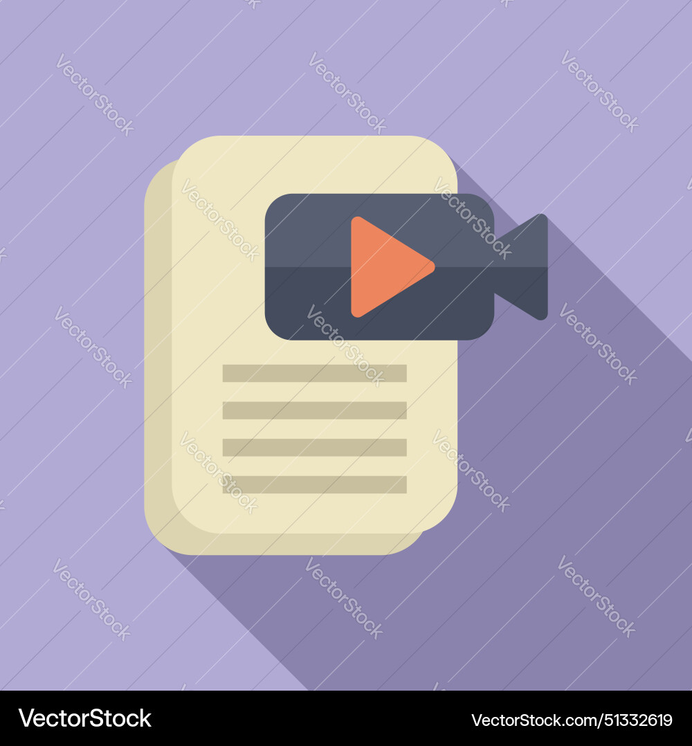 Flat design icon for video document Royalty Free Vector