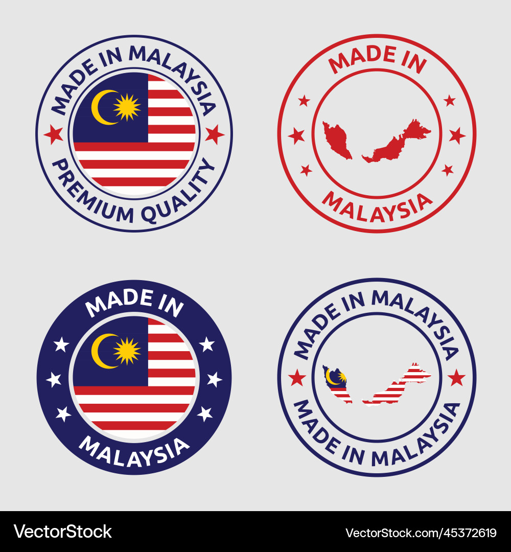 Made in malaysia stamp set product labels Vector Image