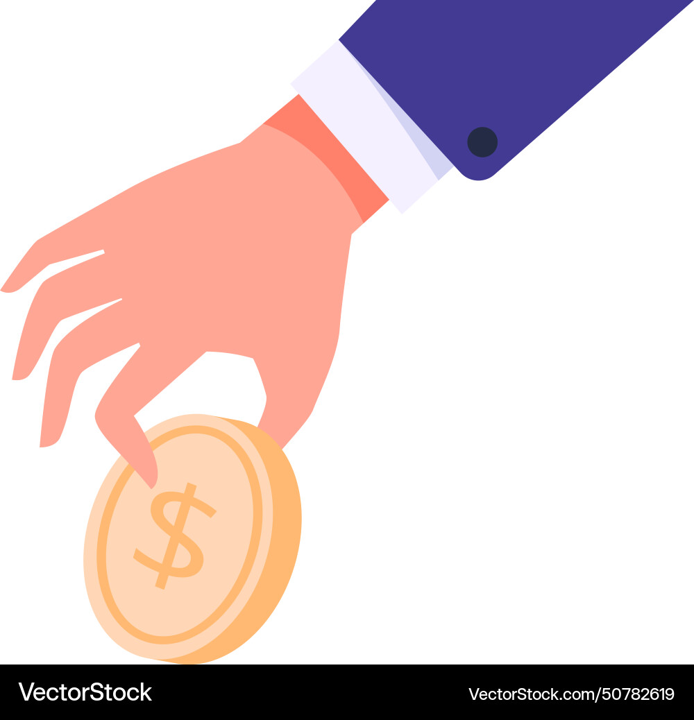 Man giving coin payment concept financial help Vector Image