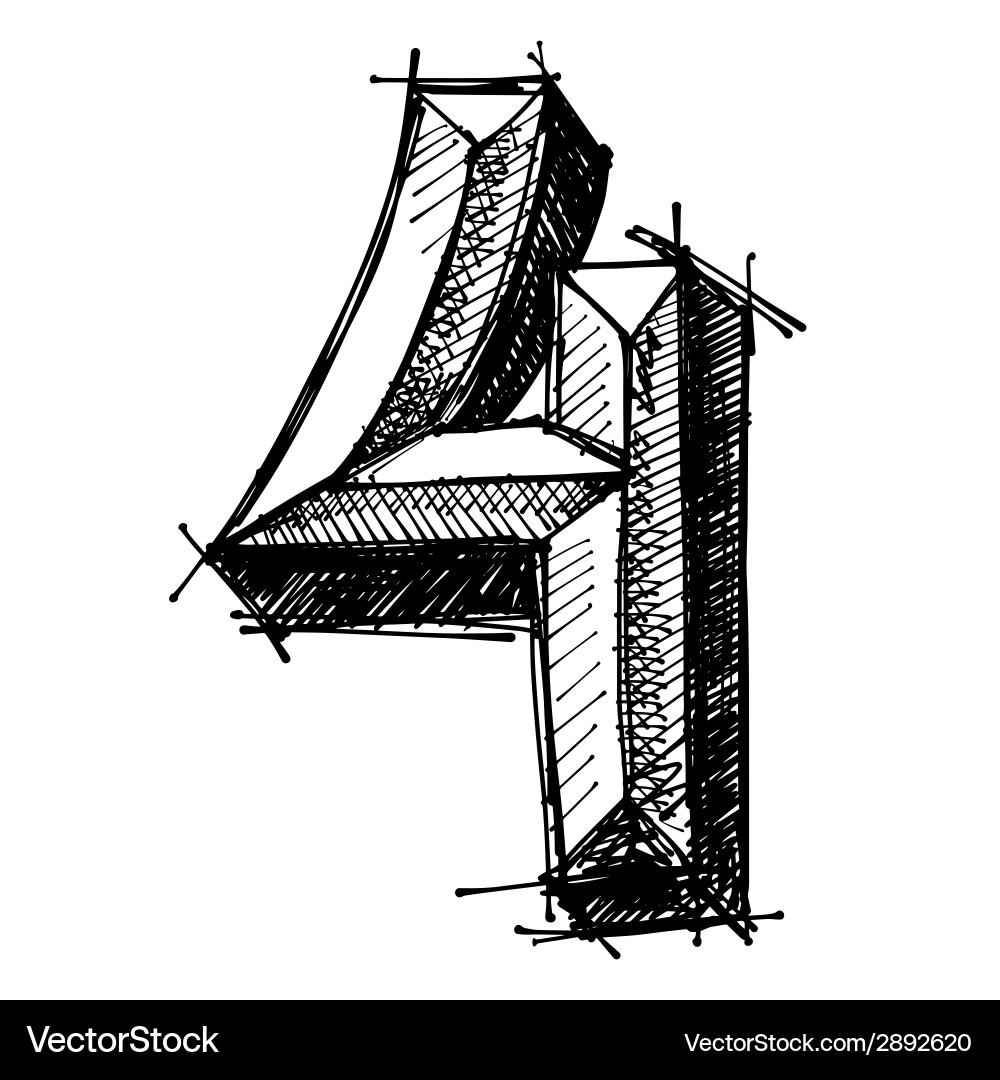 Black sketch drawing of numbers Royalty Free Vector Image