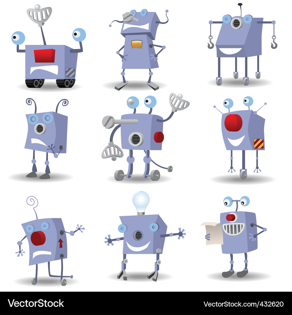 Cartoon robots set Royalty Free Vector Image - VectorStock
