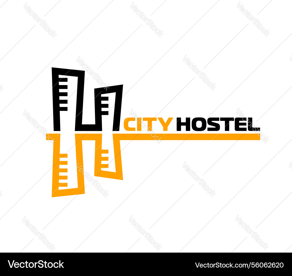 City hostel hotel icon with stylized buildings Vector Image