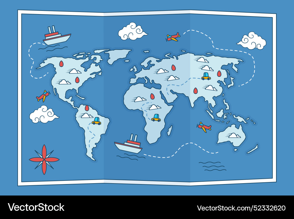Hand drawn world map Royalty Free Vector Image