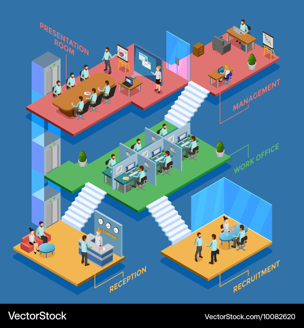 Isometric office Royalty Free Vector Image - VectorStock