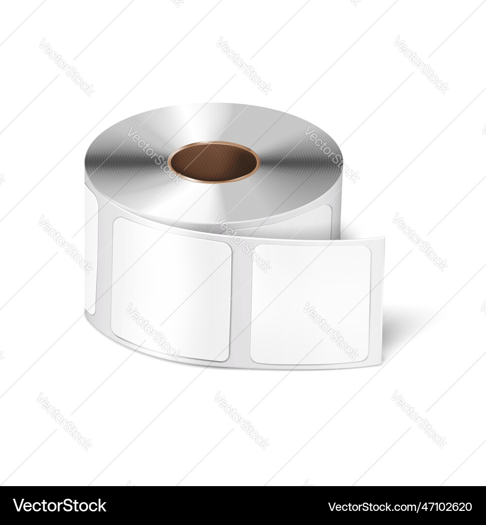 Label sticker roll mock-up white blank square Vector Image