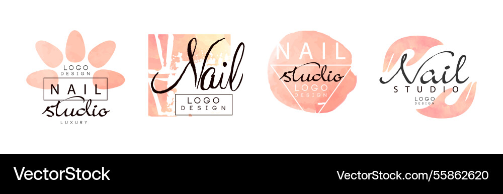 Manicure nail studio logo and label design Vector Image