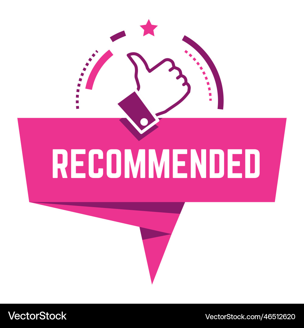 Recommended sign with thumb up approval banner Vector Image