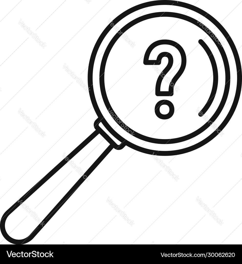 Request magnifier question icon outline style Vector Image
