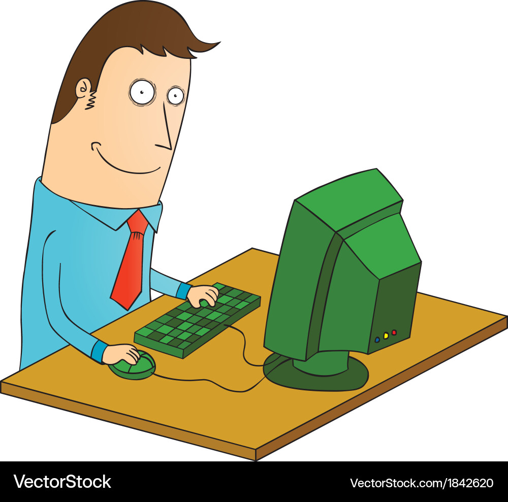 Working with computer Royalty Free Vector Image
