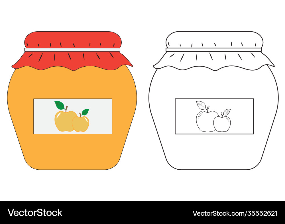 Apple jam jar coloring book Royalty Free Vector Image