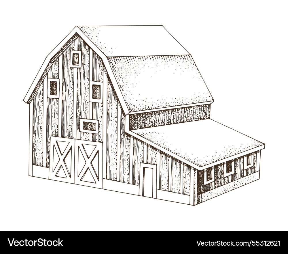 Barn house hand drawn Royalty Free Vector Image