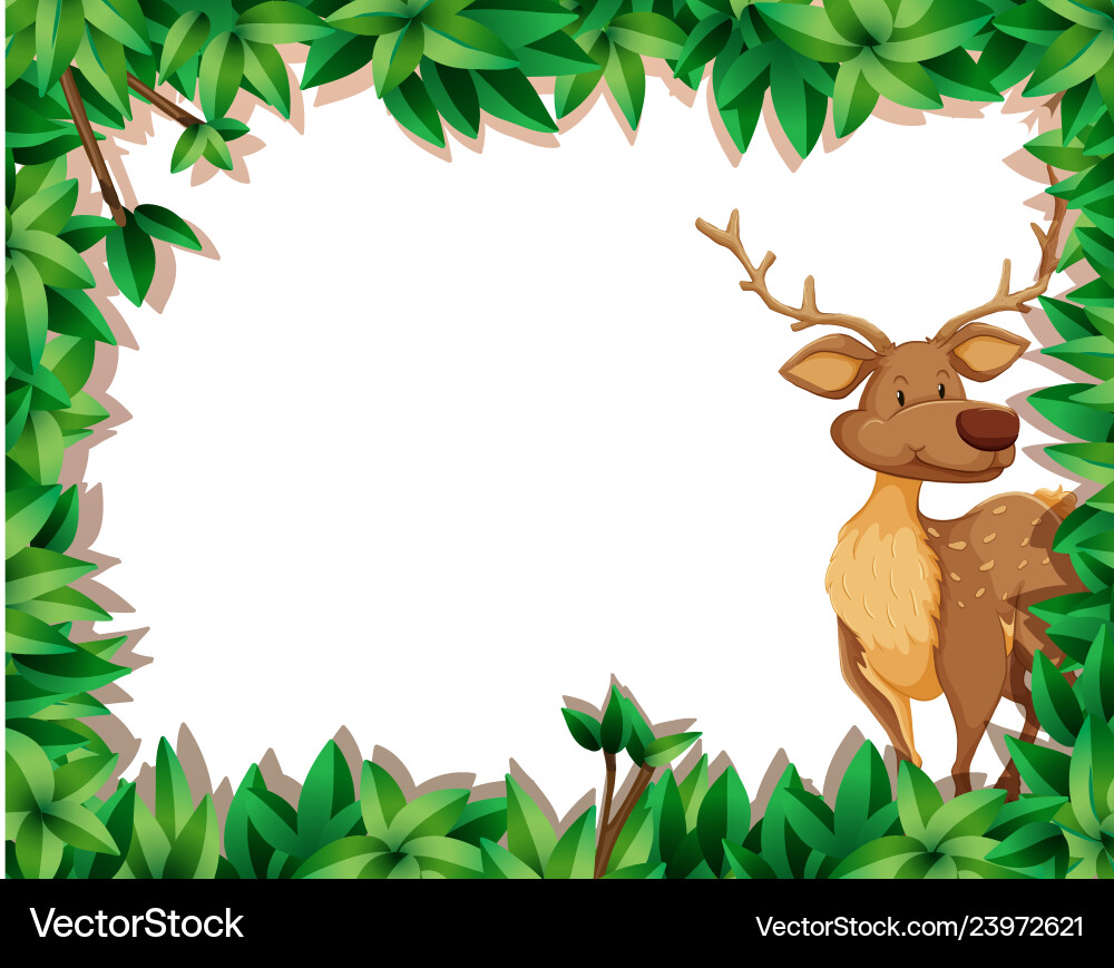 Cute deer in leaf border Royalty Free Vector Image