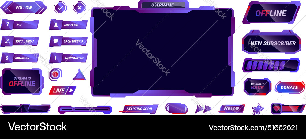 Game overlay icons set of modern colorful Vector Image