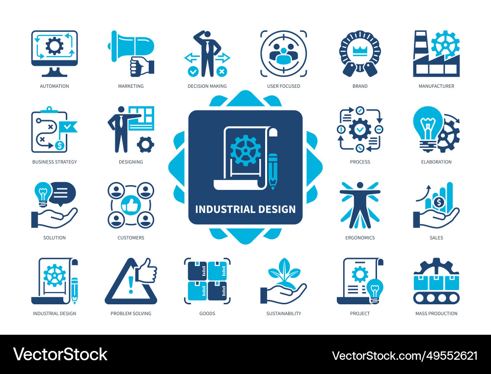 Industrial Icon Set - Production & Automation Vector Image
