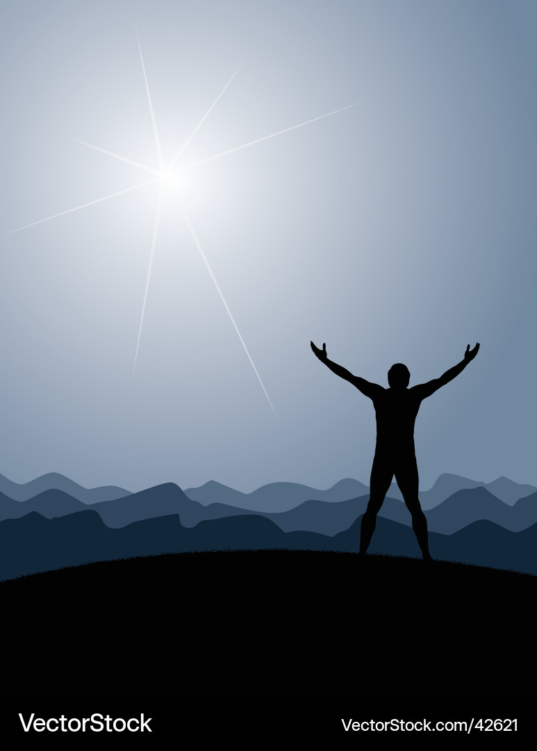 Man Reaching for the Sky Royalty Free Vector Image