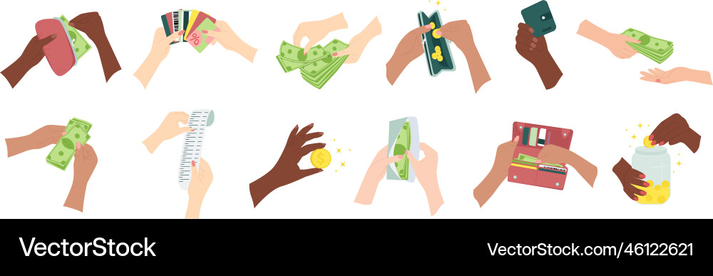 Money hands icons collection Royalty Free Vector Image