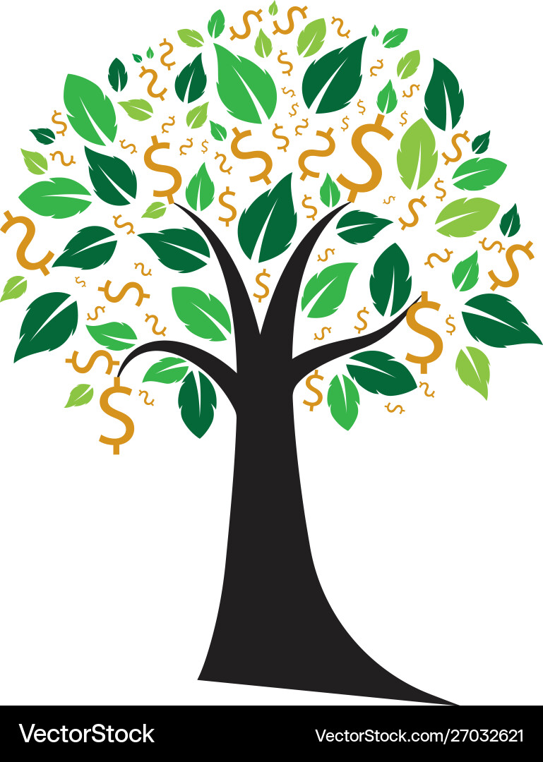 Money tree prosperity symbol logo Royalty Free Vector Image