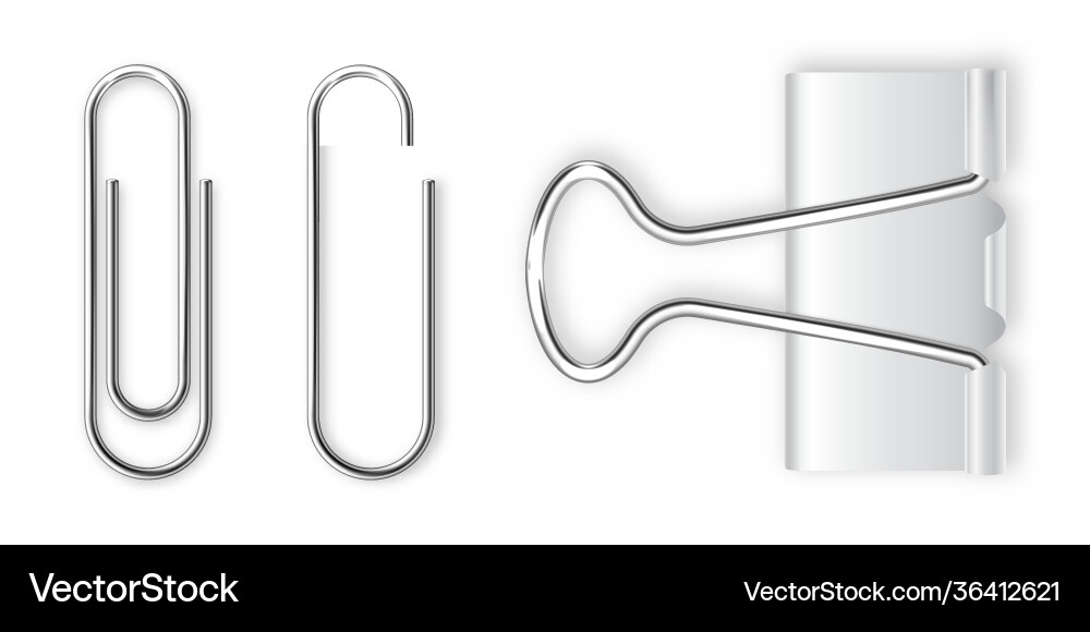Realistic white paper binder and metal clip Vector Image