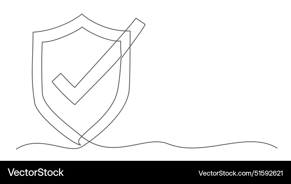 Shield one line drawing on white background Vector Image