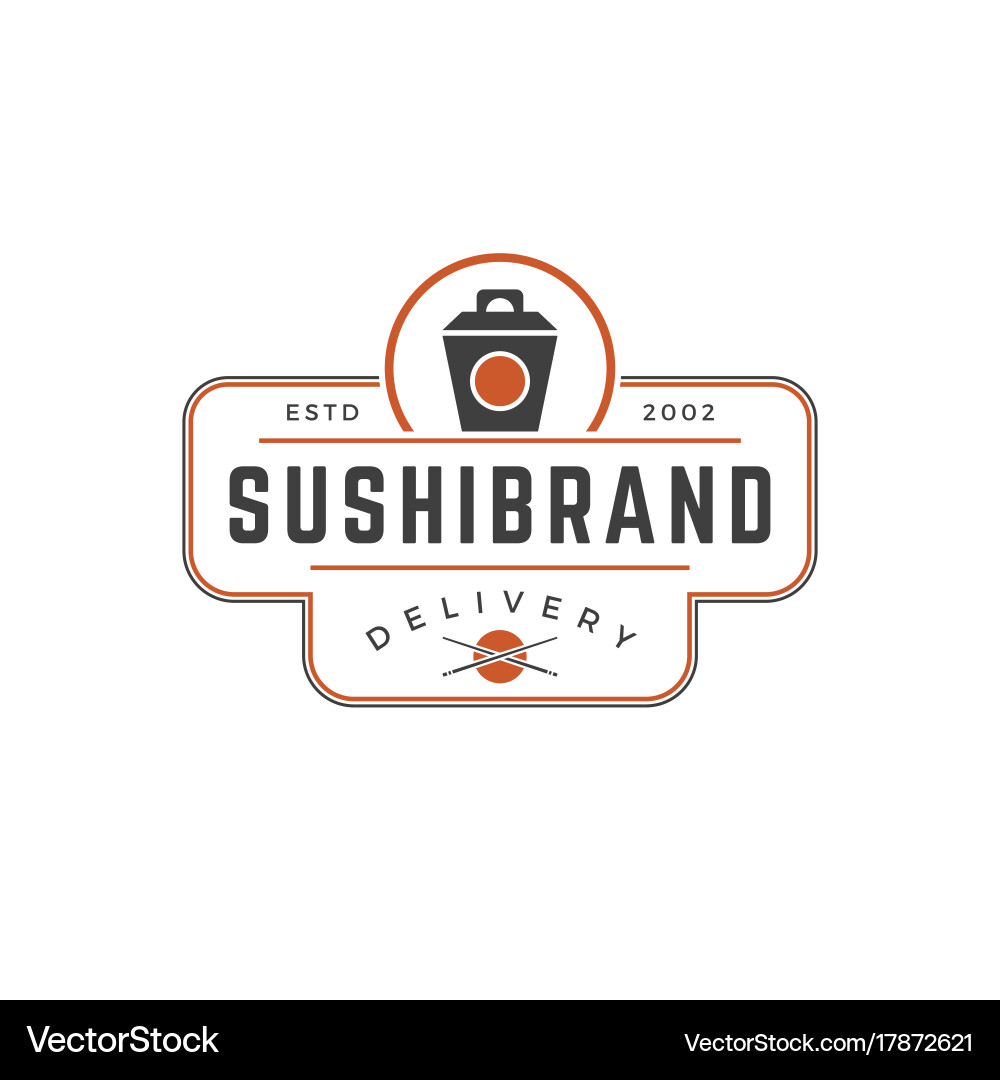 Sushi shop logo template object and icons Vector Image