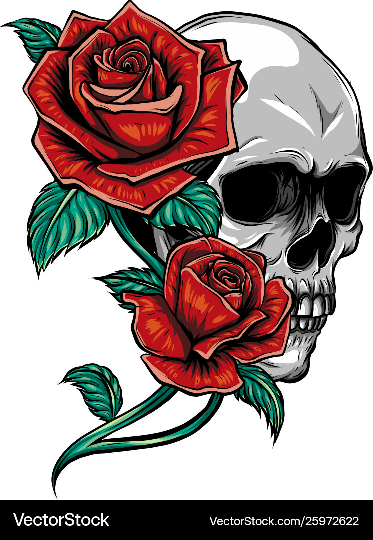 Skulls And Roses Skulls And Roses Tattoo Pattern Design Vector