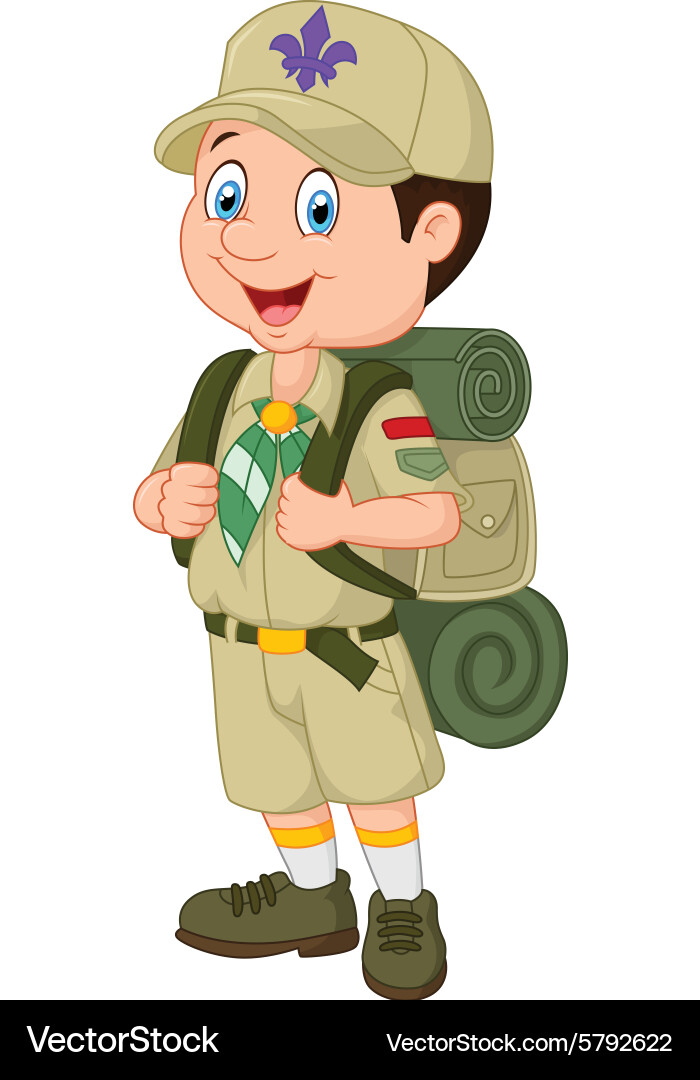 Cartoon little boy scout Royalty Free Vector Image