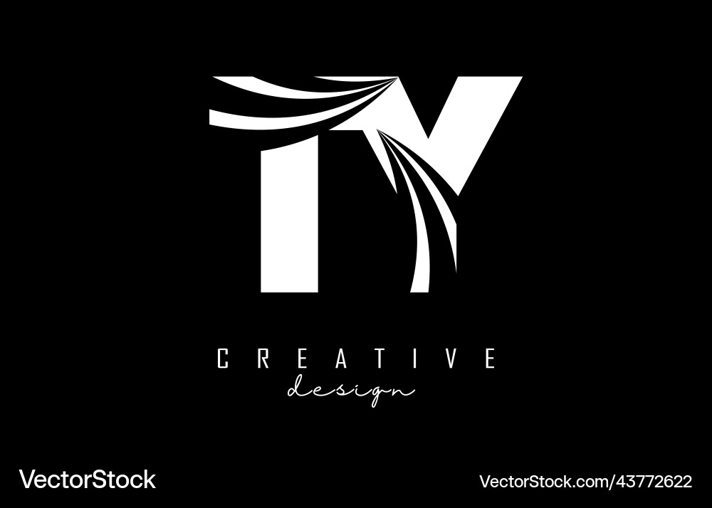 Creative white letters ty t y logo with leading Vector Image