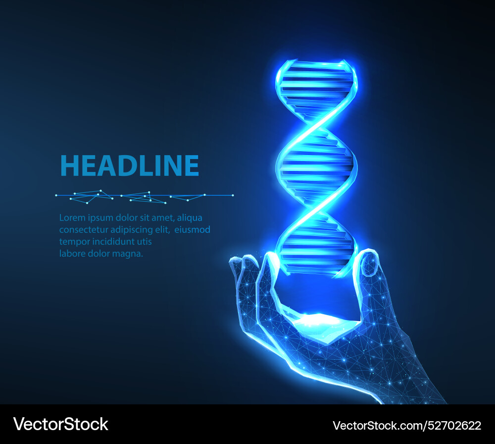Dna fragment in digital hand Royalty Free Vector Image