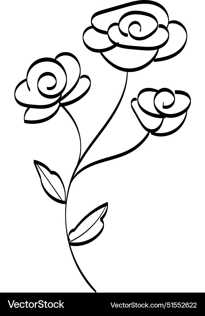 Flower line doodle design for print Royalty Free Vector