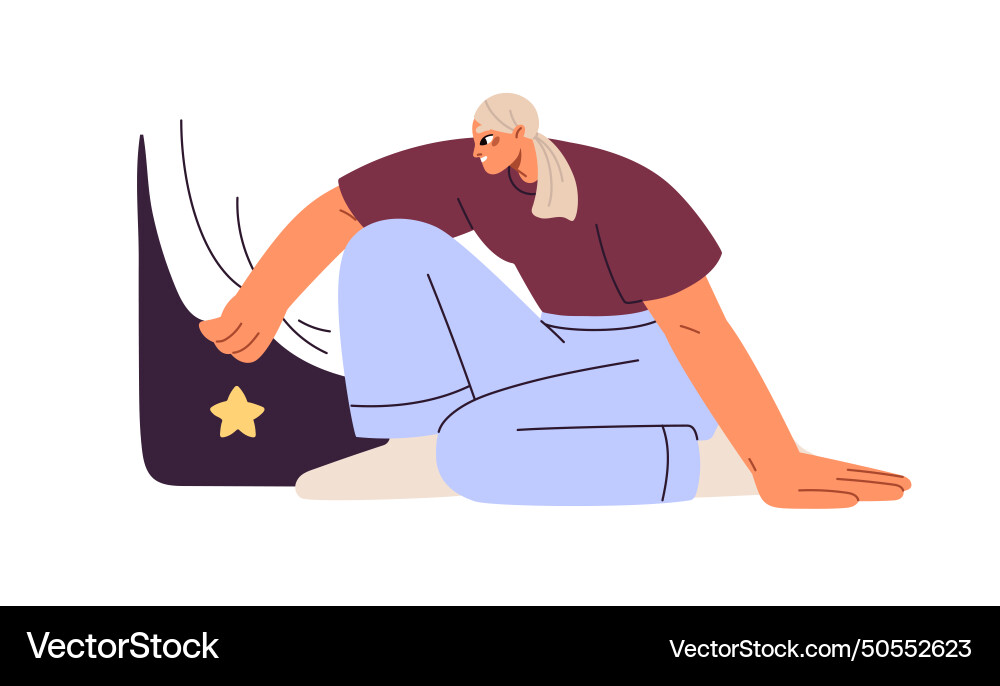 Curious character finding discovering hidden star Vector Image