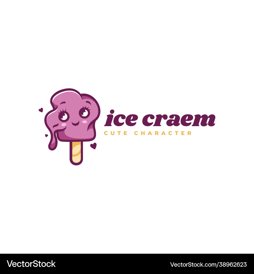 Cute Ice Cream Mascot Logo Royalty Free Vector Image