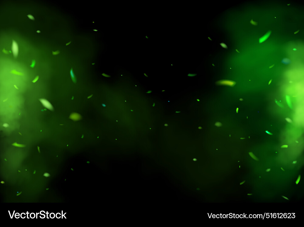 Green sparks with fire and smoke effect Royalty Free Vector