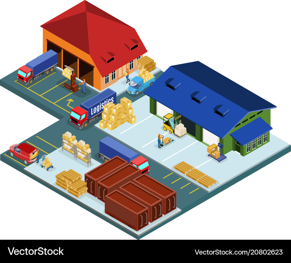 Isometric Warehouse Logistics Royalty Free Vector Image