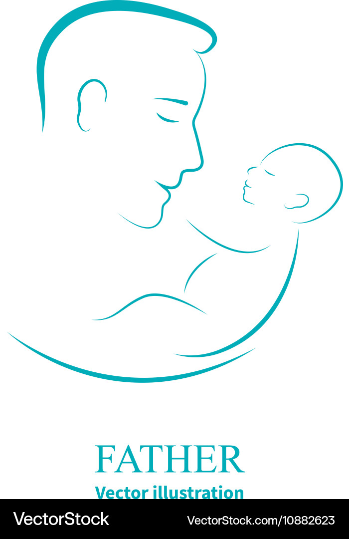 Logo dad and newborn baby Royalty Free Vector Image