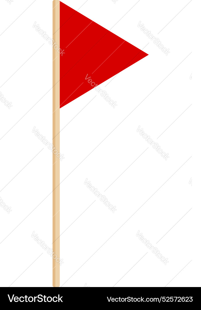 Red triangular flag waving on a wooden mast Vector Image