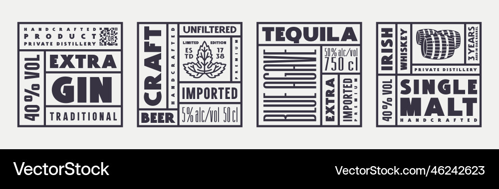 Set of template square label for beer gin Vector Image