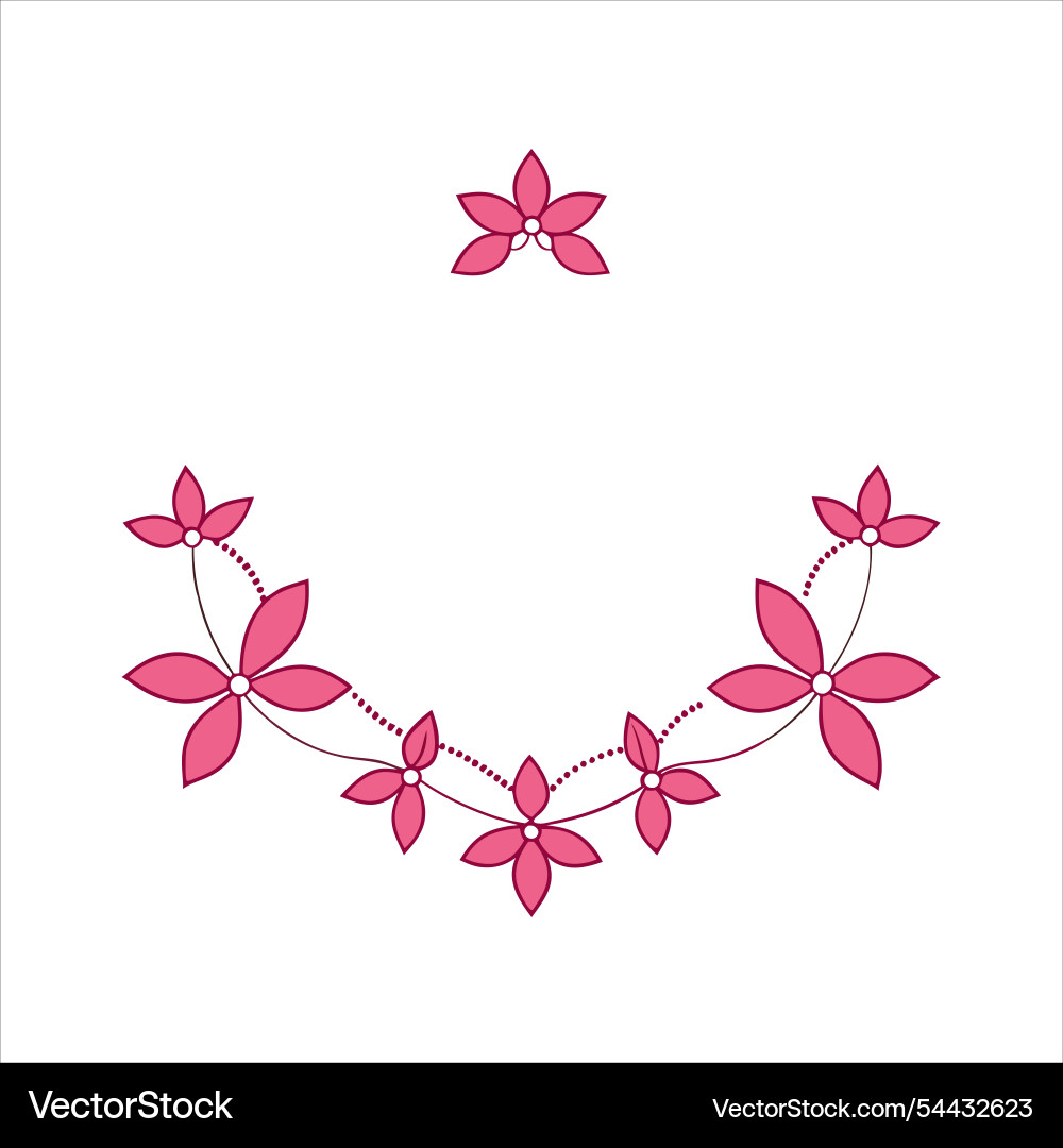 Simple petals line border decor Royalty Free Vector Image