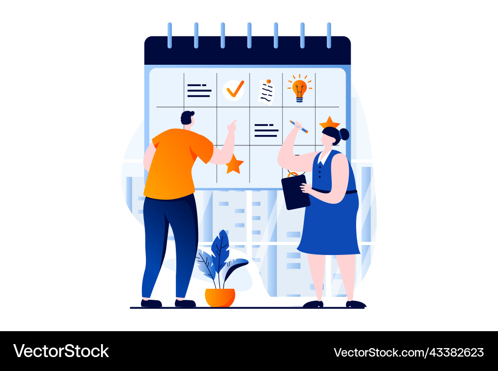 Strategic planning concept with people scene Vector Image