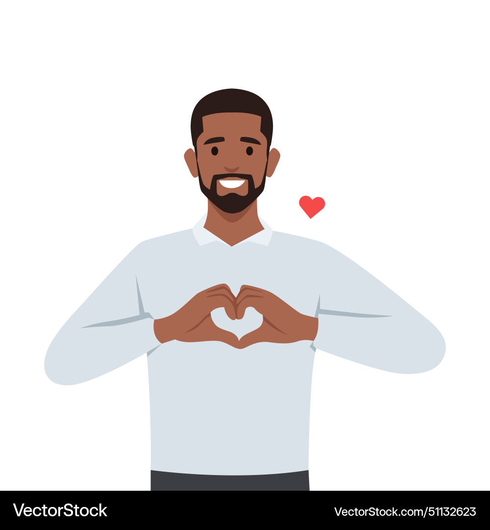 Young man making or gesturing heart symbol Vector Image