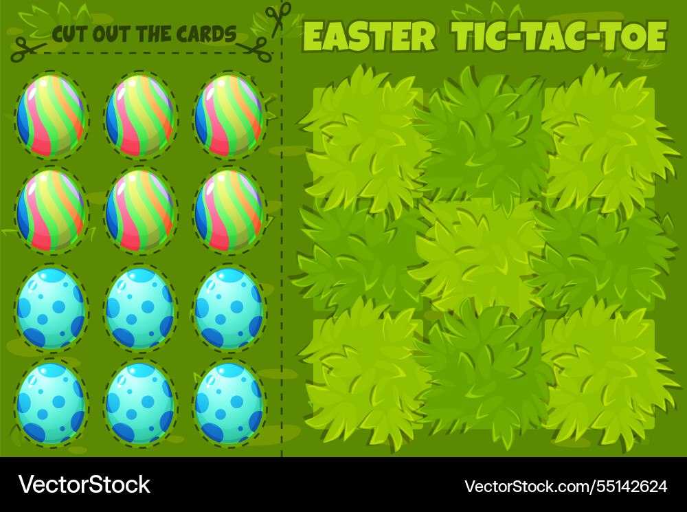 Board game tic-tac-toe easter themed grass Vector Image