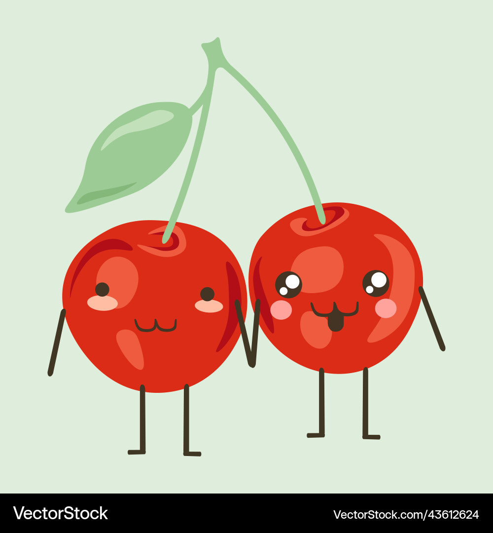 Cherry cartoon characters romantic couple red Vector Image