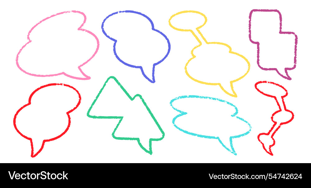 Crayon speech bubbles set chalk scribble Vector Image