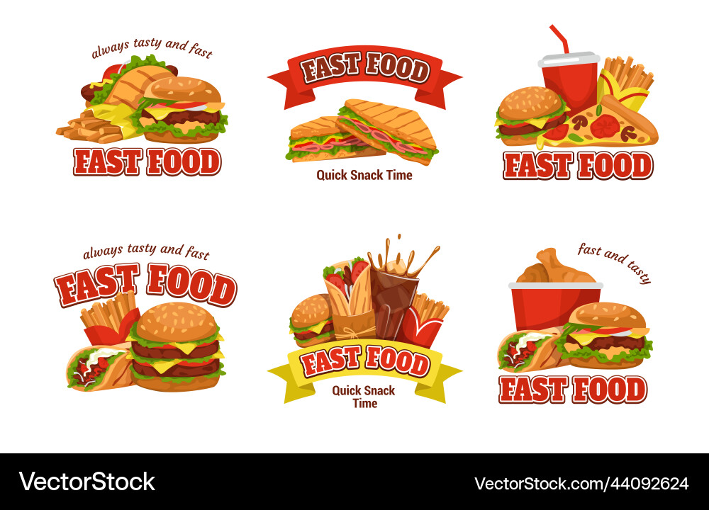 Fast food logo chef cook kitchen recipe Royalty Free Vector
