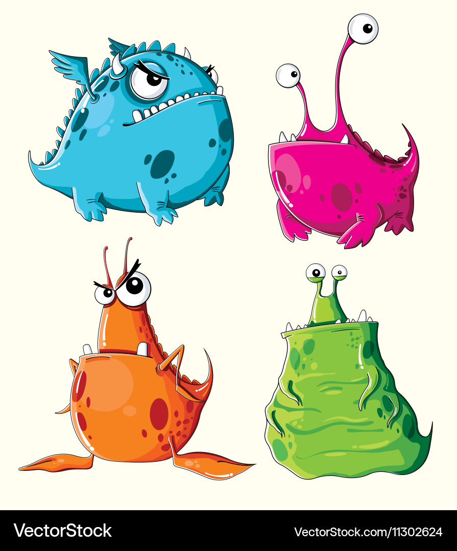 Four Cartoon Monsters Royalty Free Vector Image