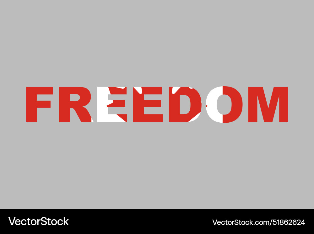 Freedom word with canada heart shape Royalty Free Vector