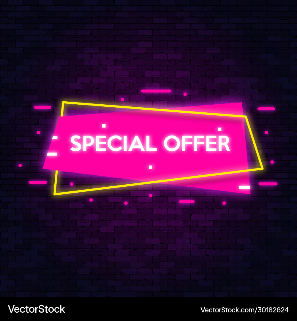 Geometric neon banner glossy plastic material Vector Image