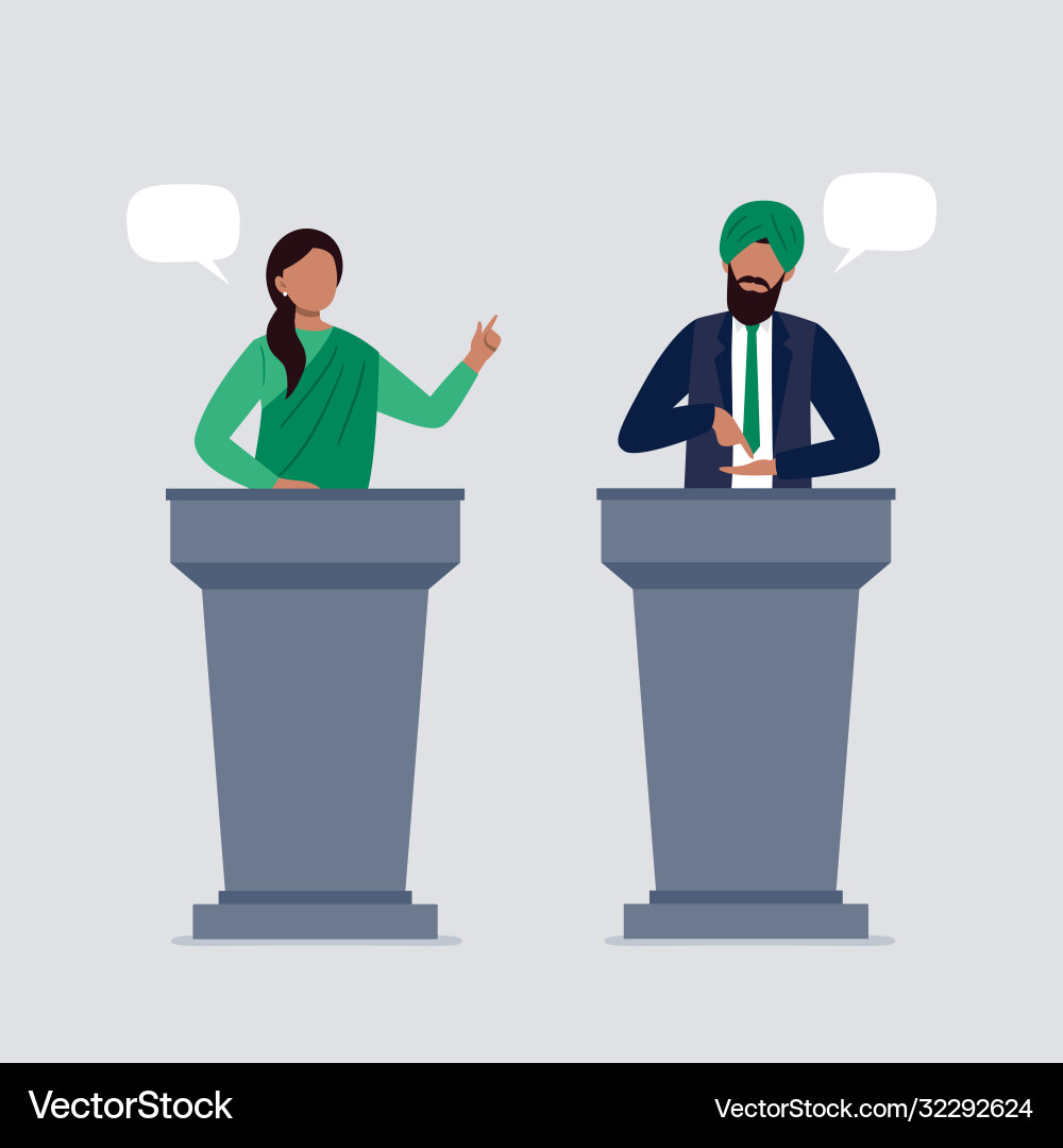 Indian people taking part in debates Royalty Free Vector