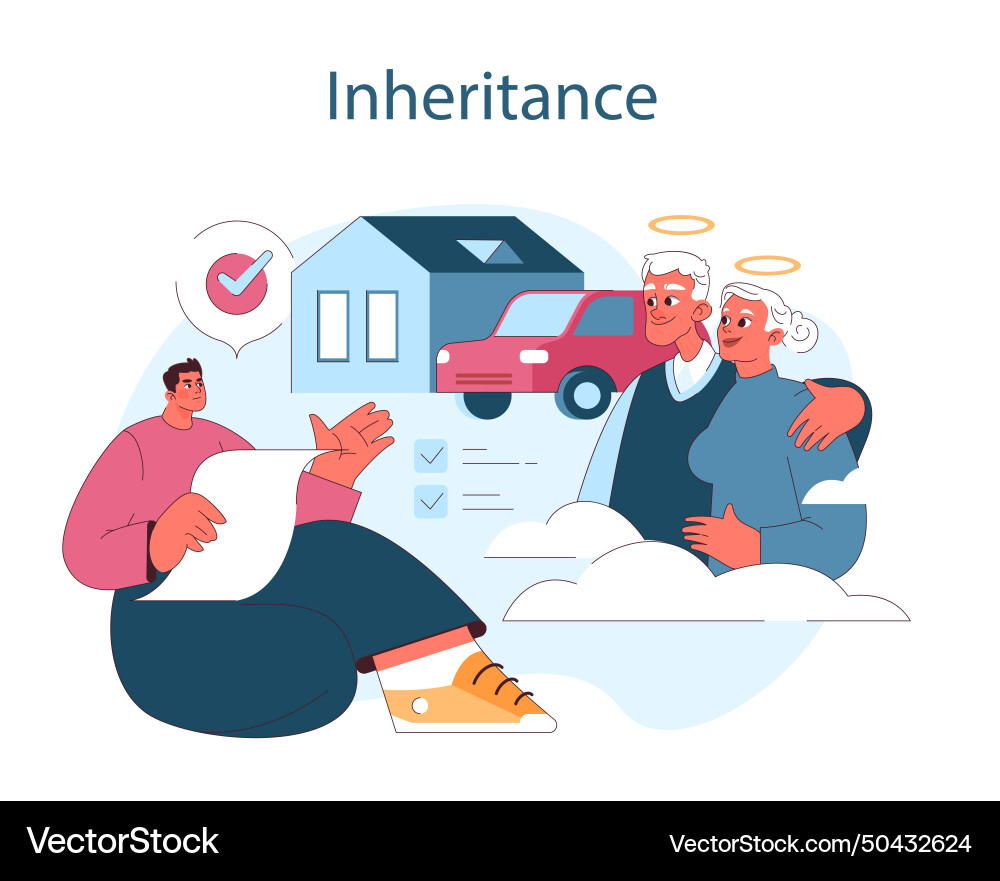 Inheritance a man reviews estate documents Vector Image