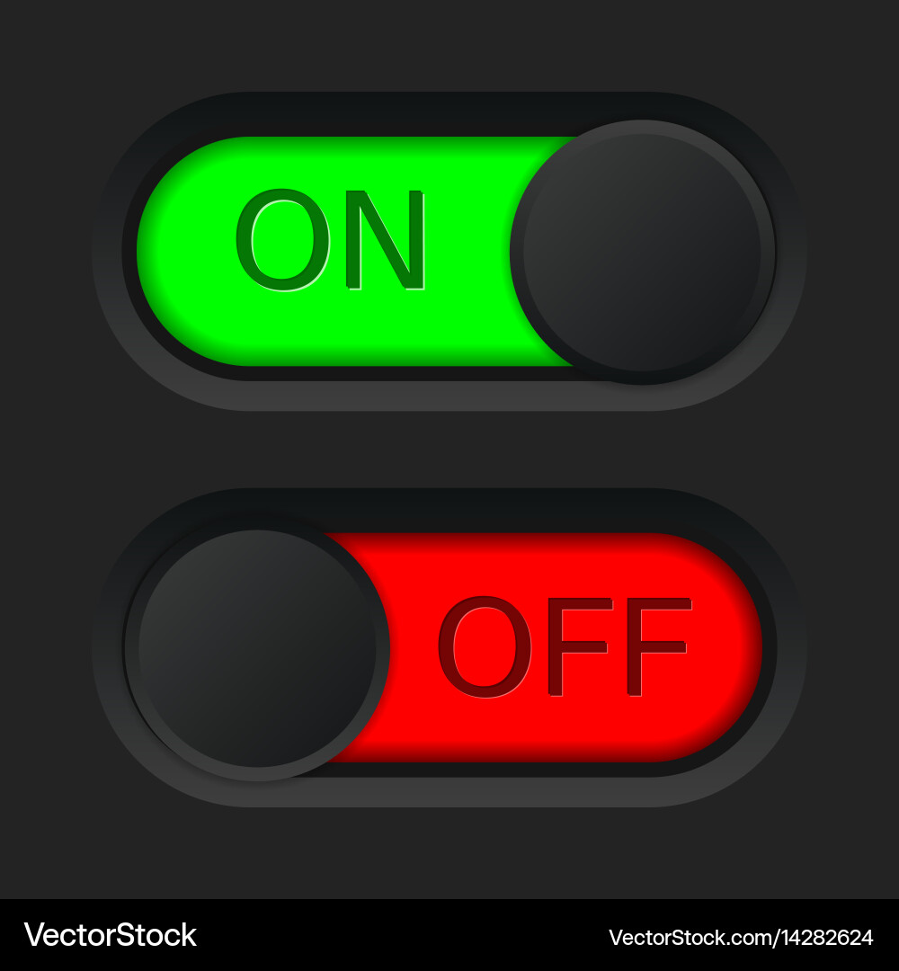 On and off toggle switch button red green Vector Image